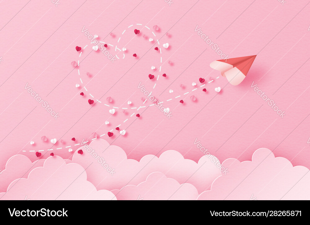 Love with a heart shape paper plane flying Vector Image