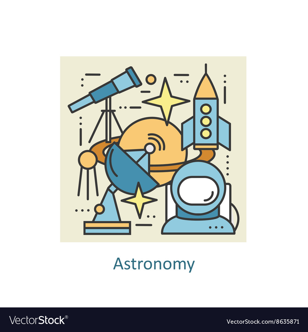 Modern color thin line concept of astronomy Vector Image