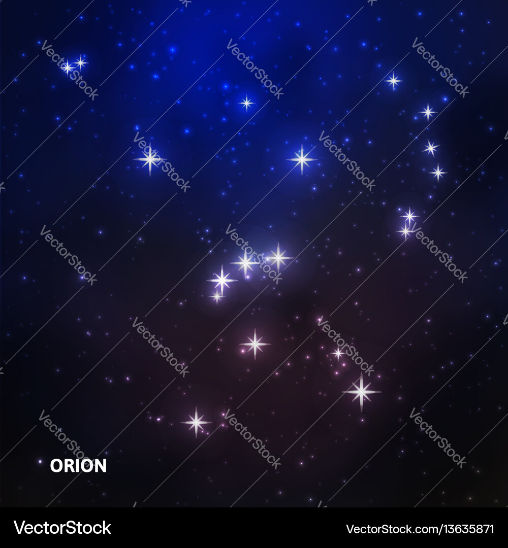 Orion constellation in night sky Royalty Free Vector Image