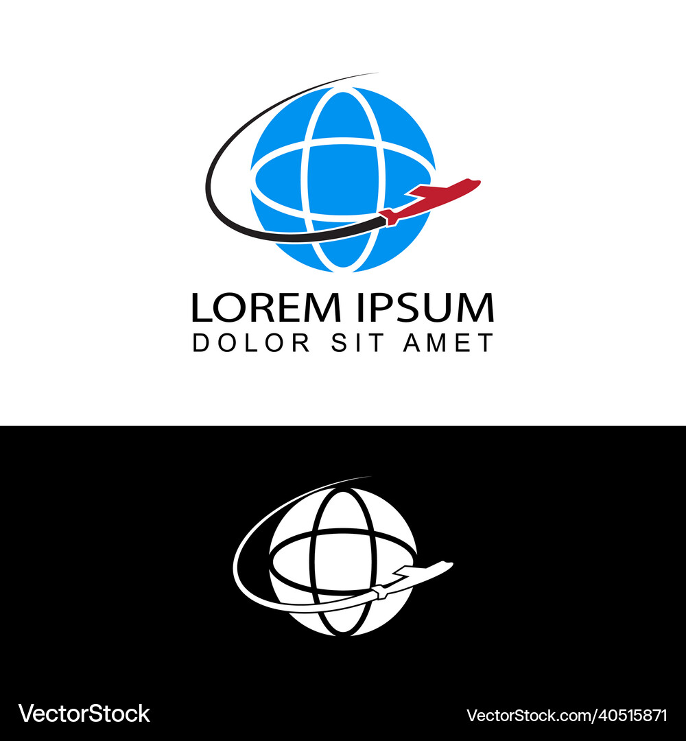 Plane world logo template design for agency Vector Image