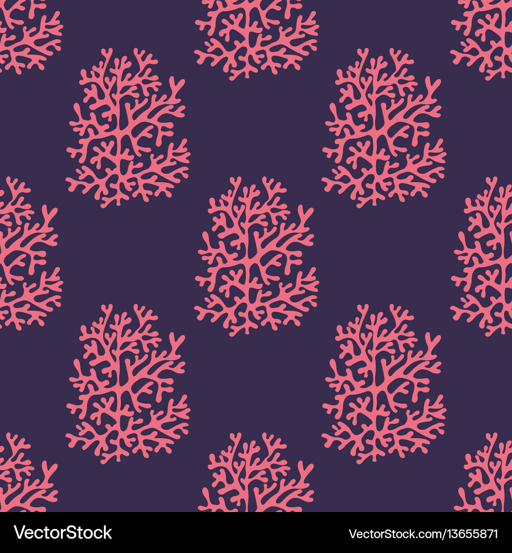 Sea corals on a purple background Royalty Free Vector Image