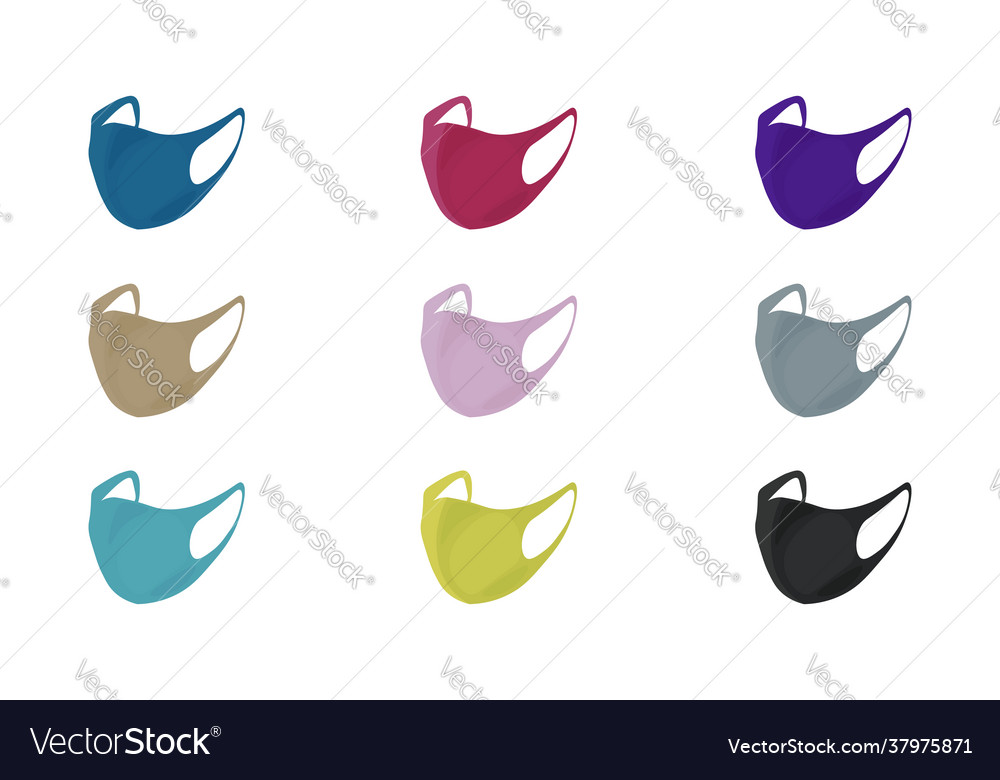 Set face masks in different colors Royalty Free Vector Image