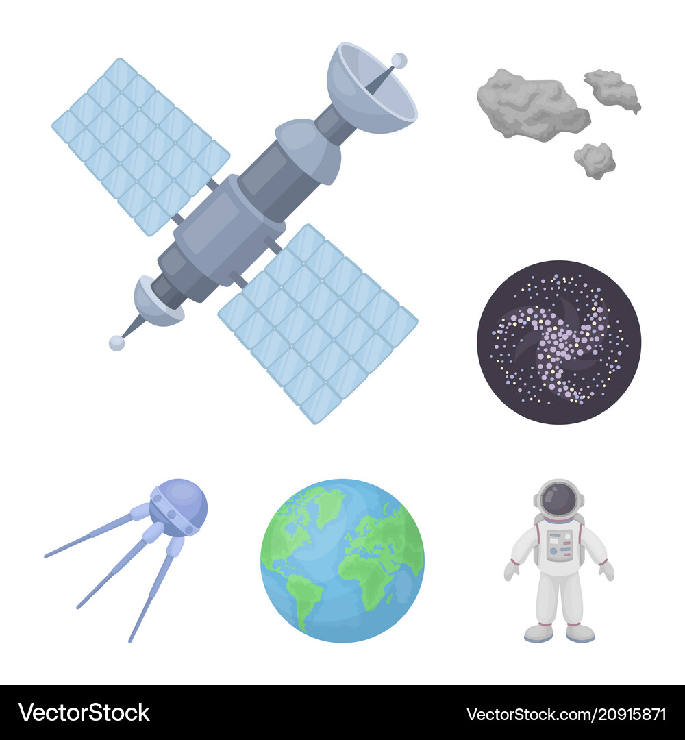 Space technology cartoon icons in set collection Vector Image