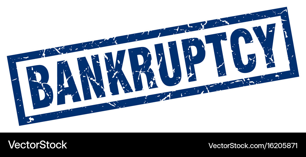 Square grunge blue bankruptcy stamp Royalty Free Vector