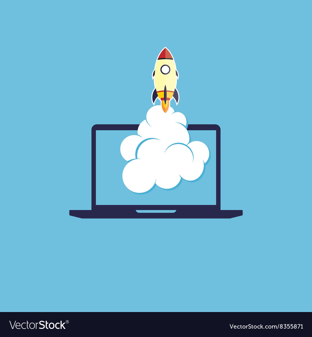 Start up program rocket computer boot Royalty Free Vector