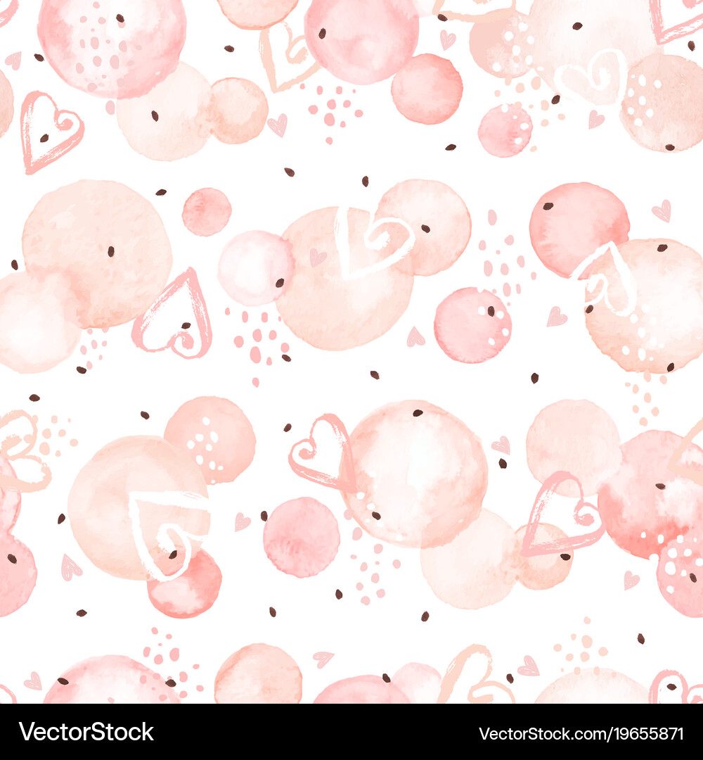 Watercolor Pink Heart Seamless Pattern Royalty Free Vector