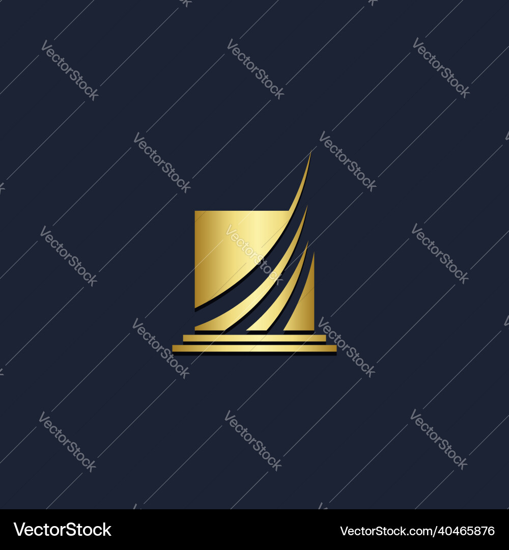 Abstract square curve business gold logo Vector Image