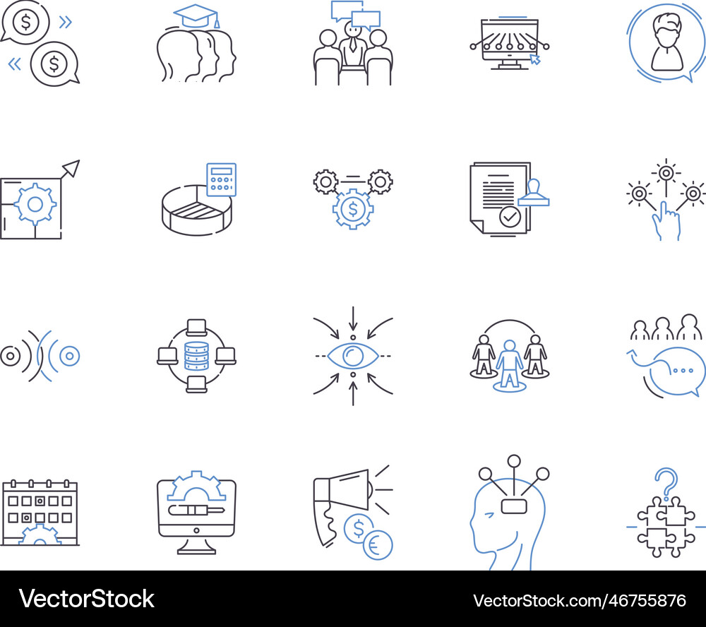 Community management outline icons collection Vector Image