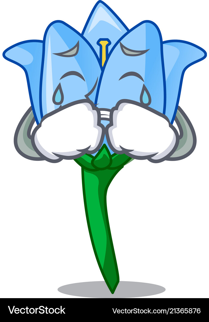 Crying bell flower mascot cartoon Royalty Free Vector Image