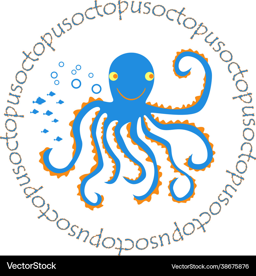 Decorative funny cartoon octopus in round Vector Image