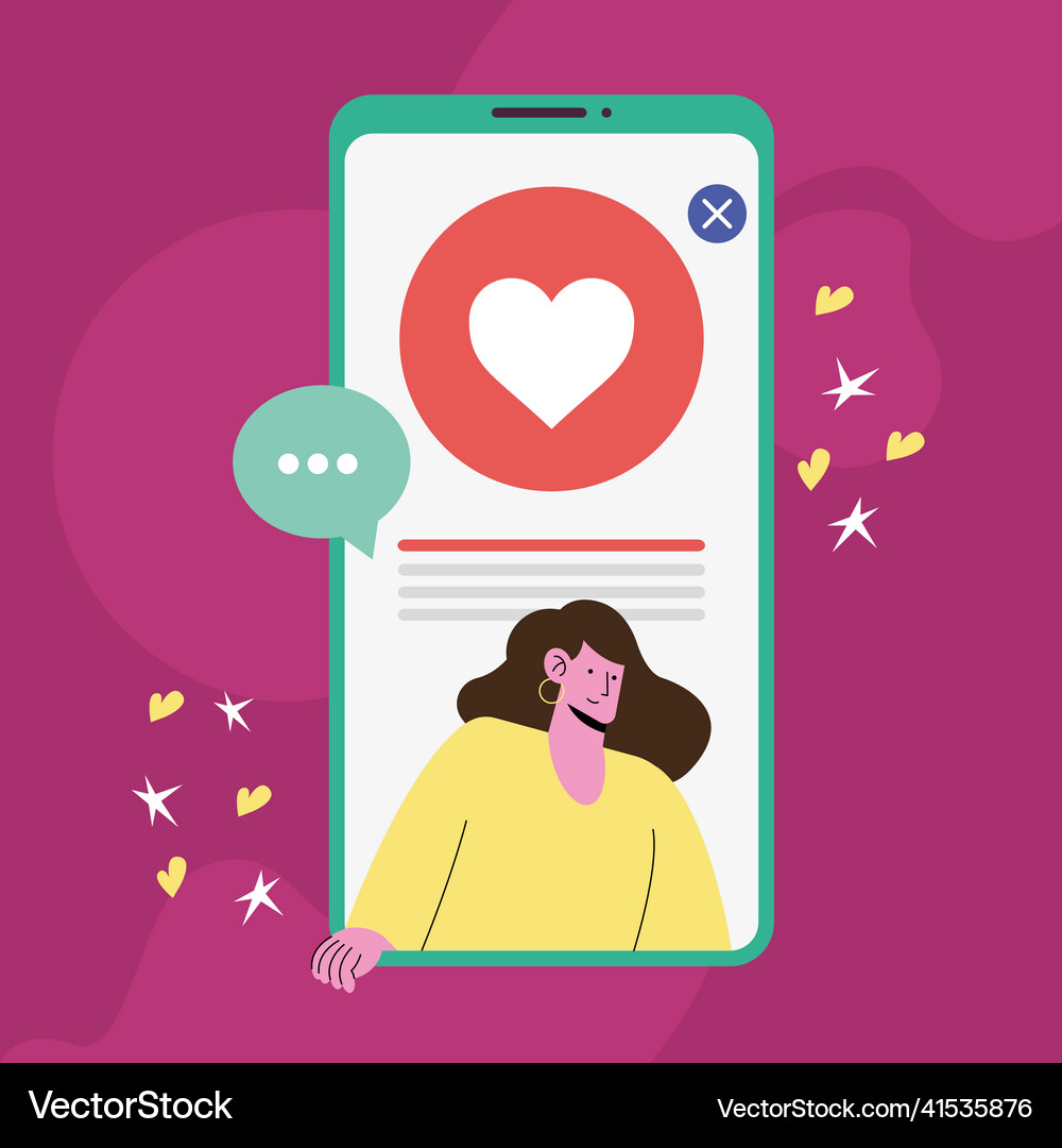 Female lover in love app Royalty Free Vector Image