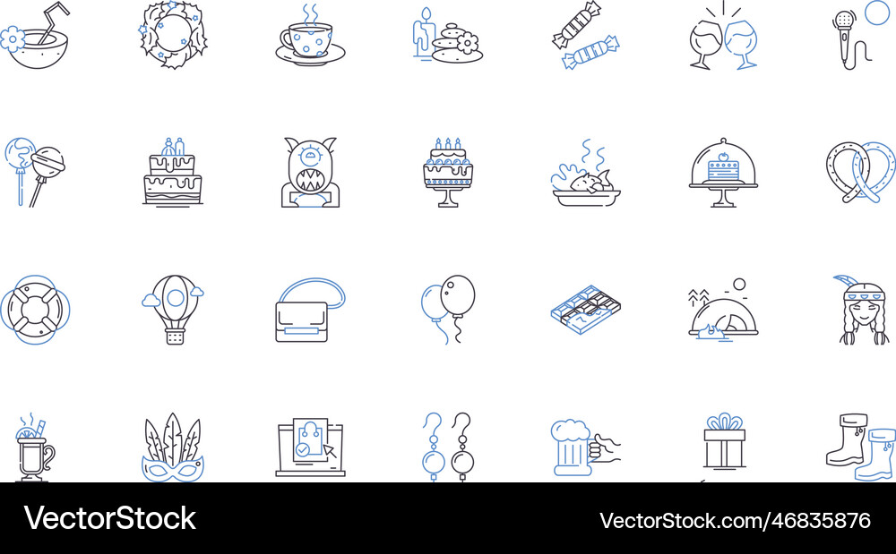 Gathering line icons collection celebration Vector Image
