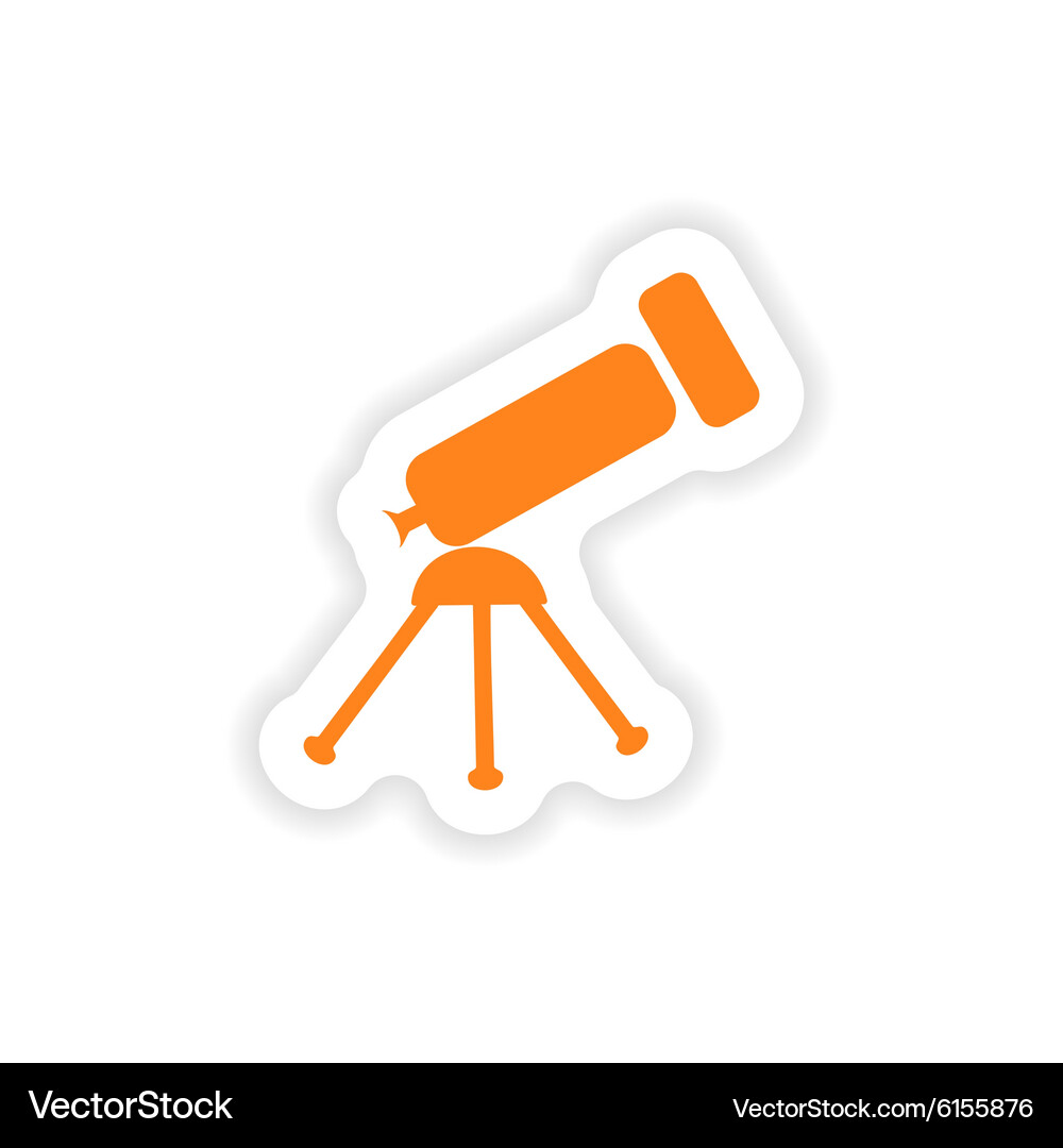 Icon sticker realistic design on paper telescope Vector Image