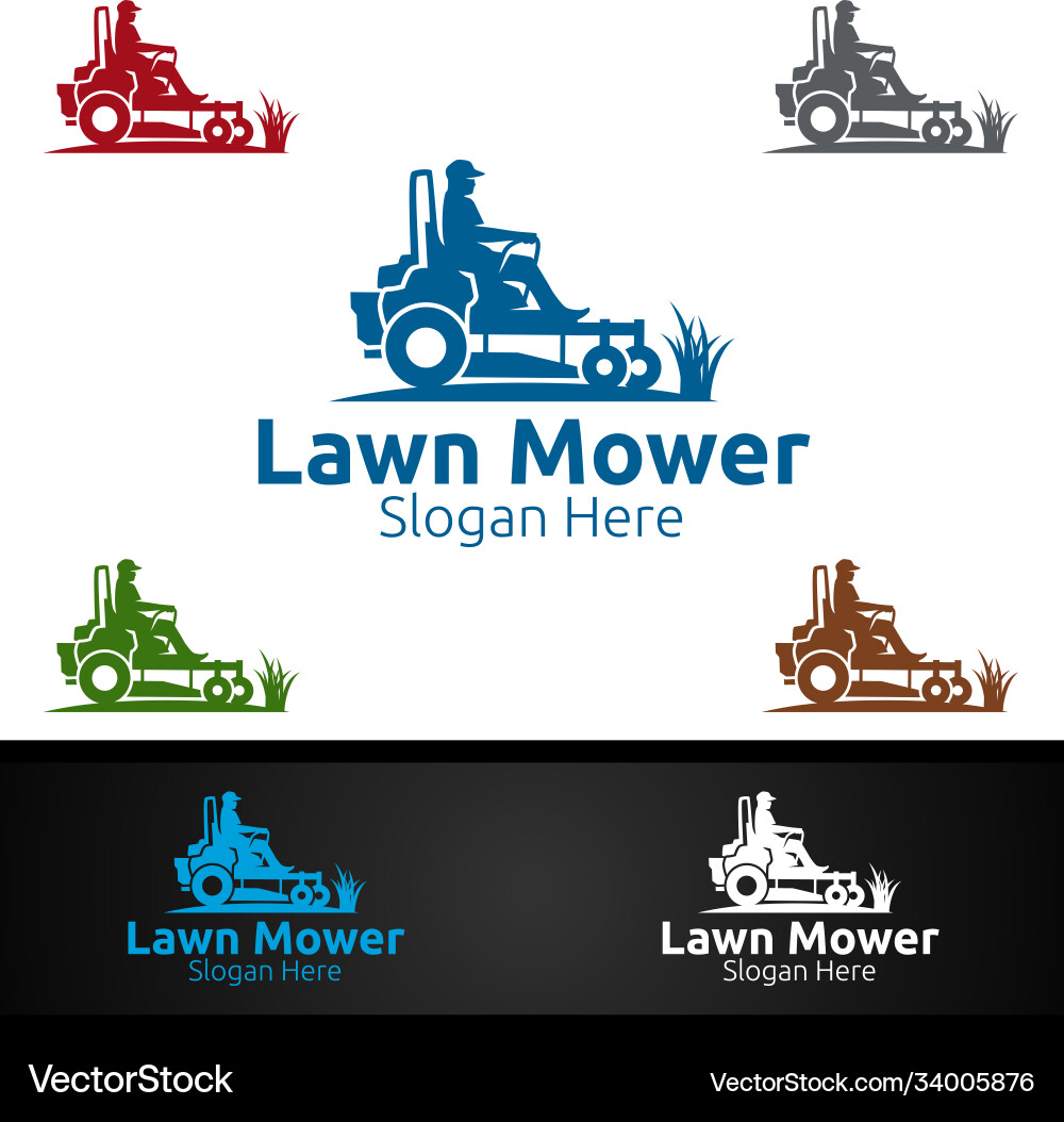 Lawn mower logo for mowing gardener design Vector Image