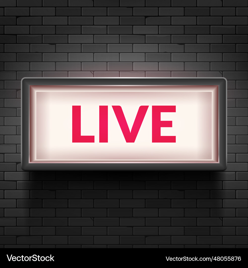 Live light broadcast sign tv radio studio Vector Image