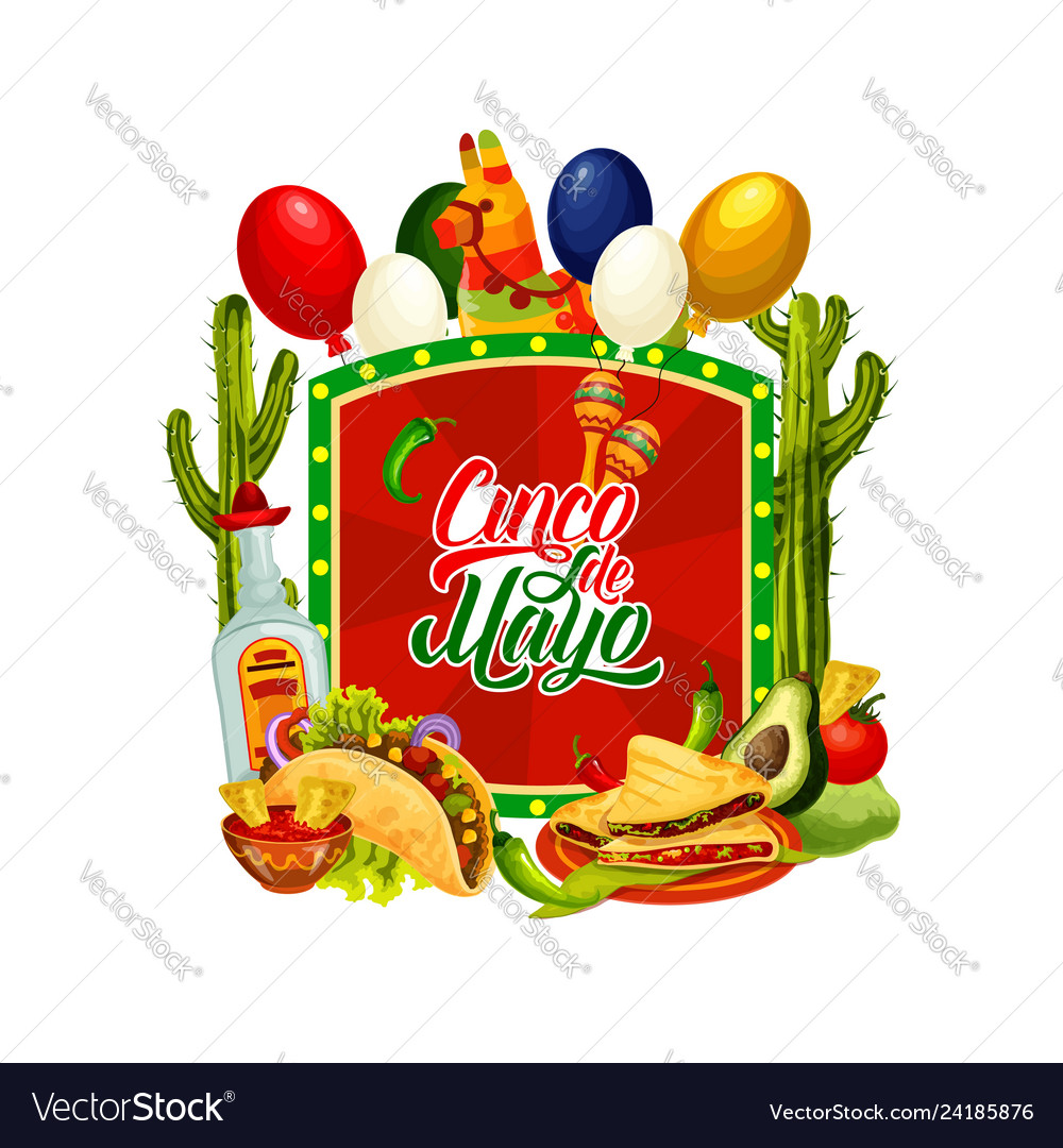 Mexican holiday maracas and pinata cinco de mayo Vector Image