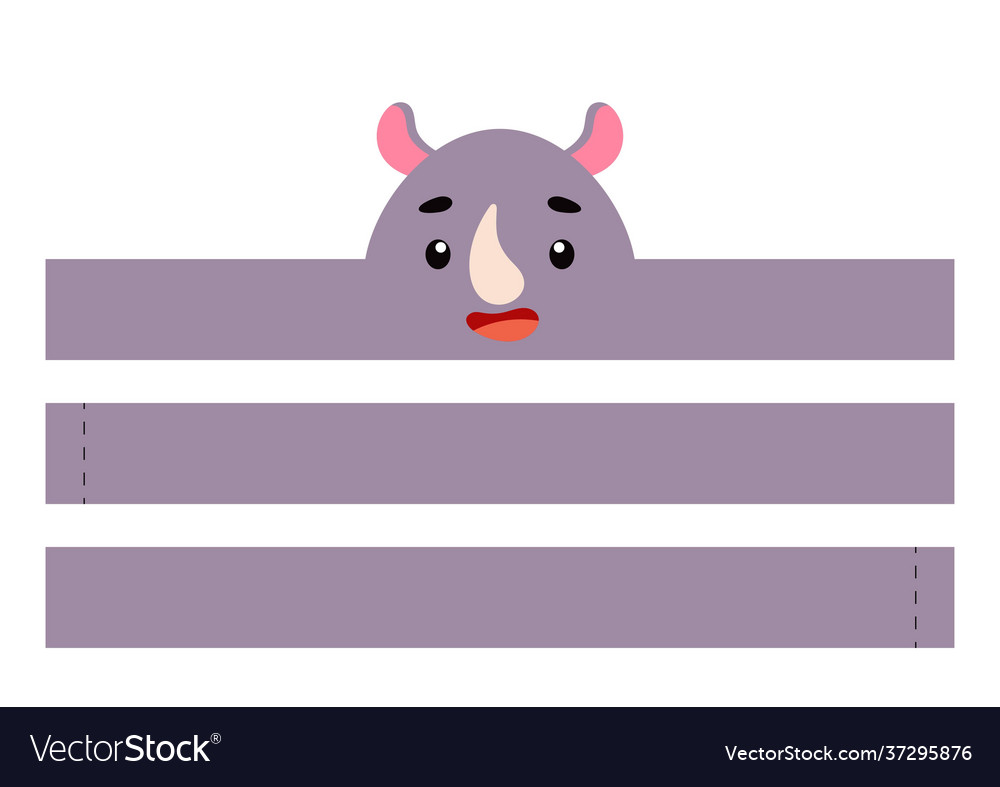 Printable rhino paper crown party headband die Vector Image