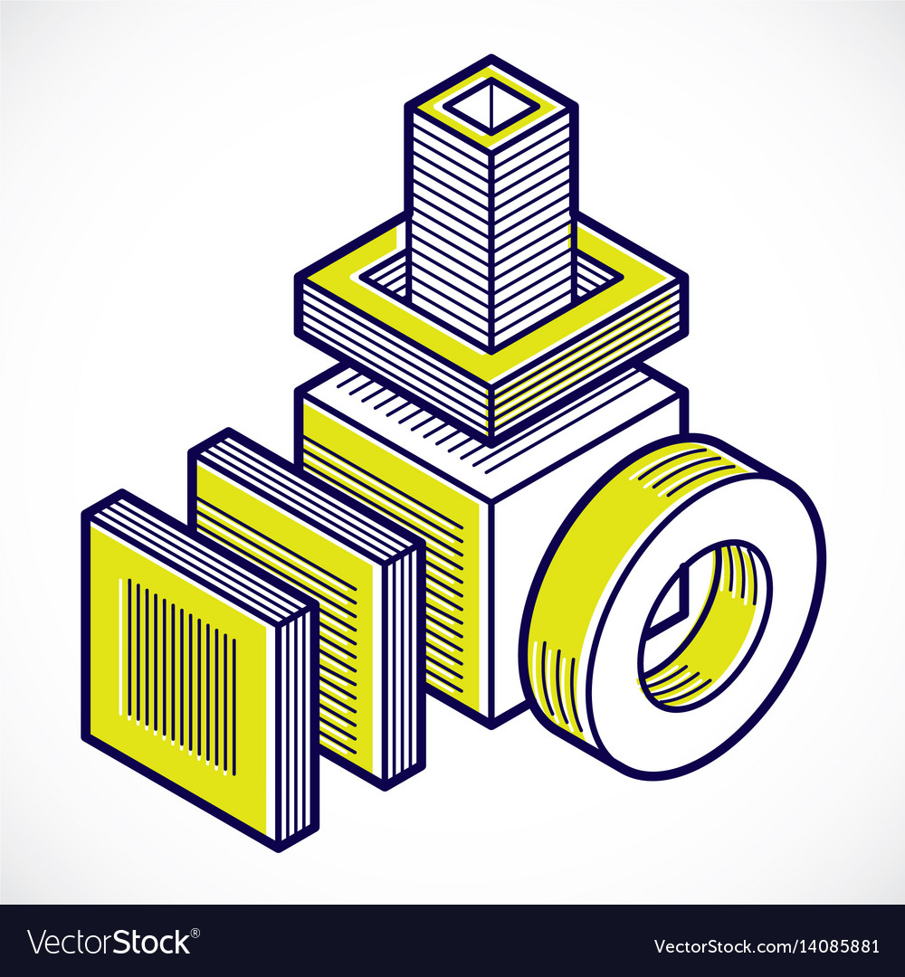 3d engineering abstract shape made using cubes Vector Image