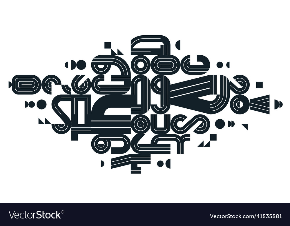 Abstract Geometric Composition Design Black Vector Image