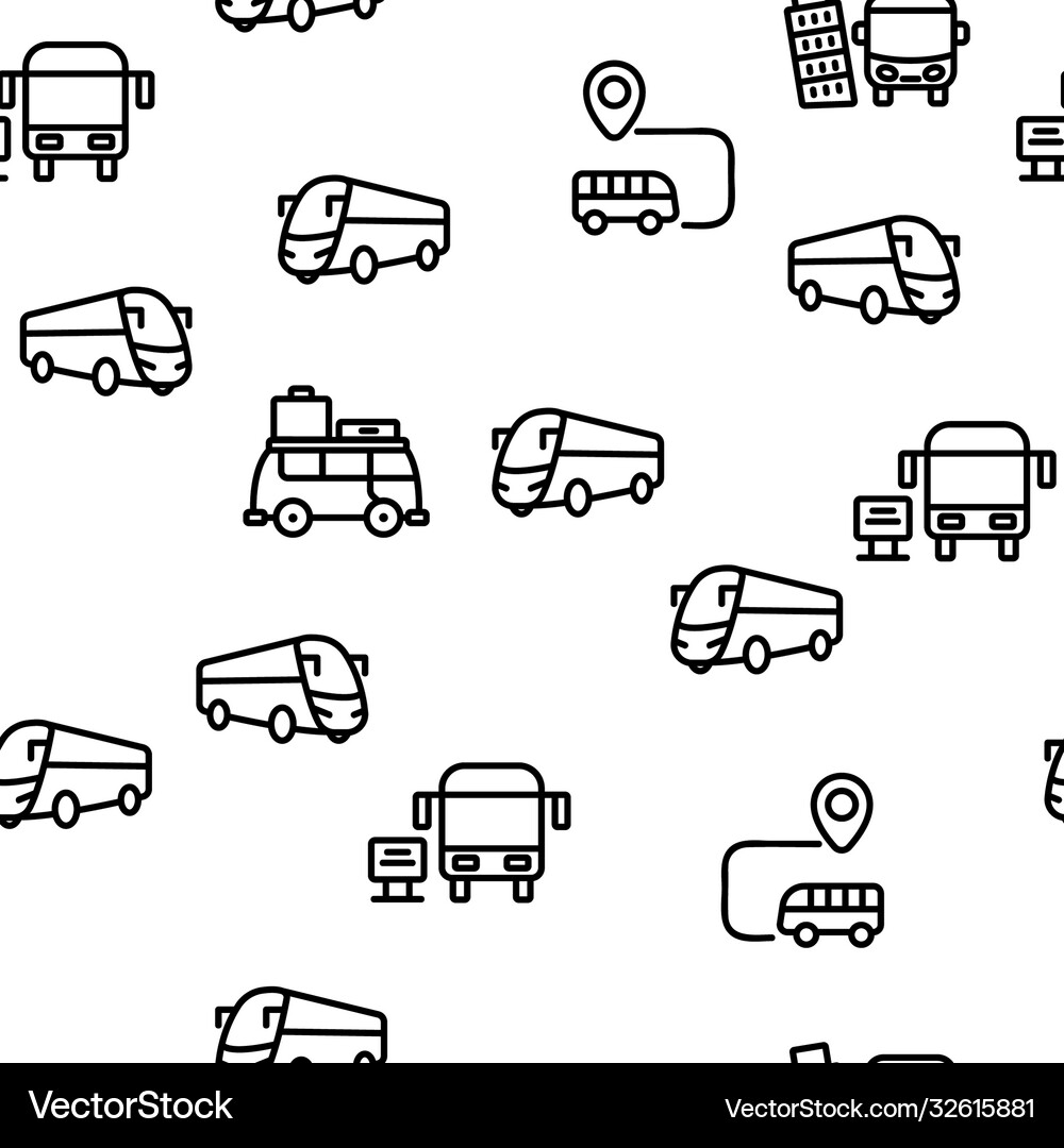 Bus trip and travel seamless pattern Royalty Free Vector