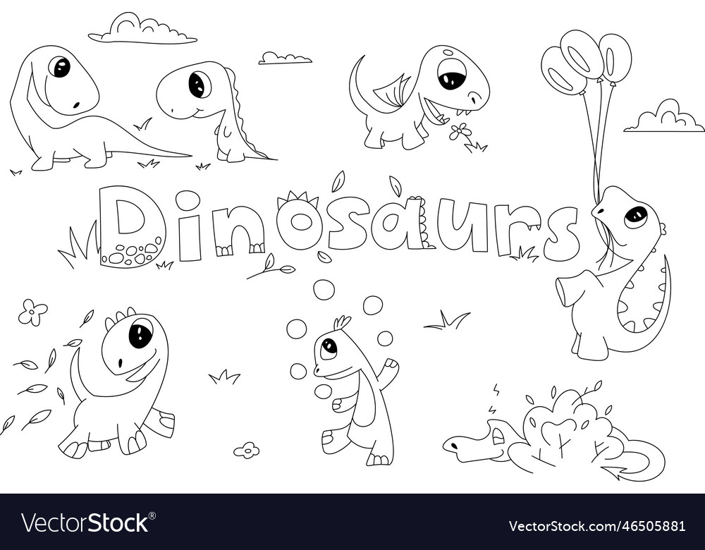 Dinosaur coloring book Royalty Free Vector Image