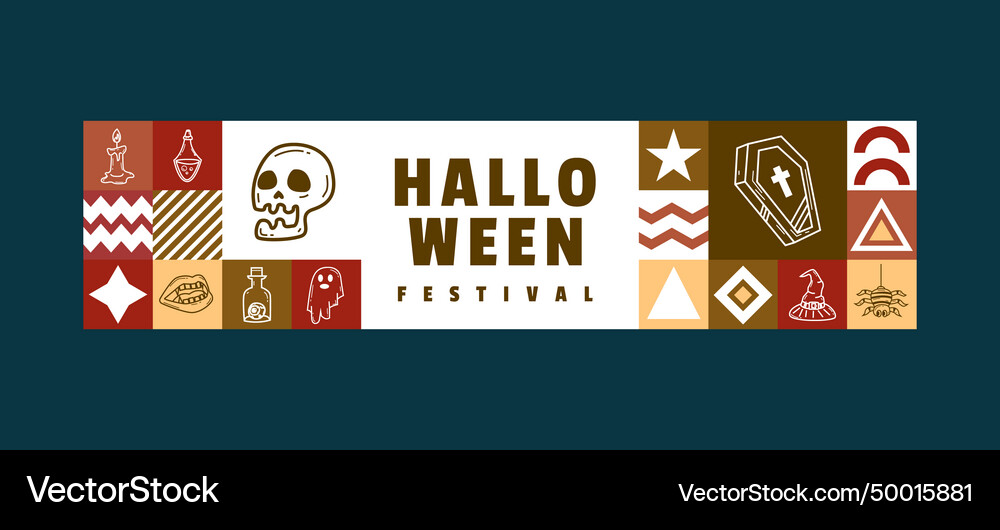 Flat halloween holiday horizontal banner design Vector Image