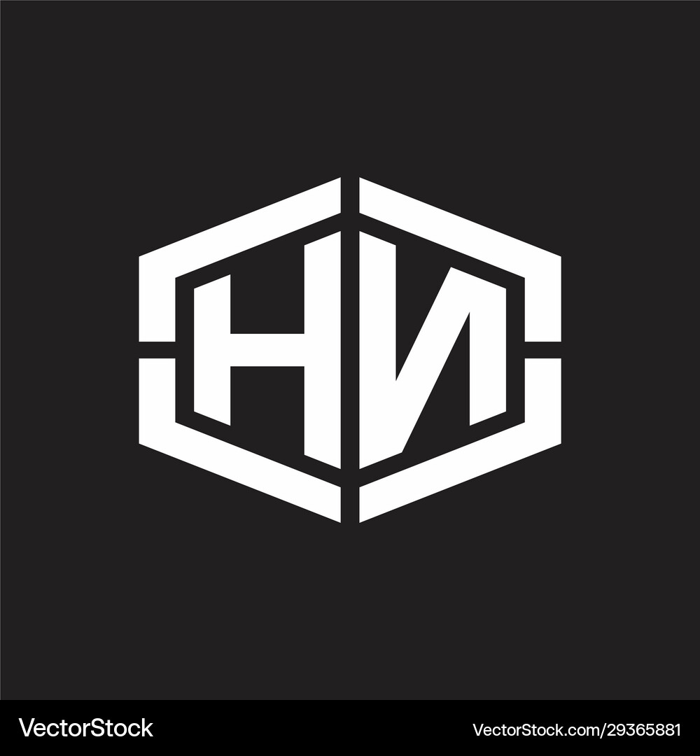Hn logo monogram with hexagon shape and piece Vector Image
