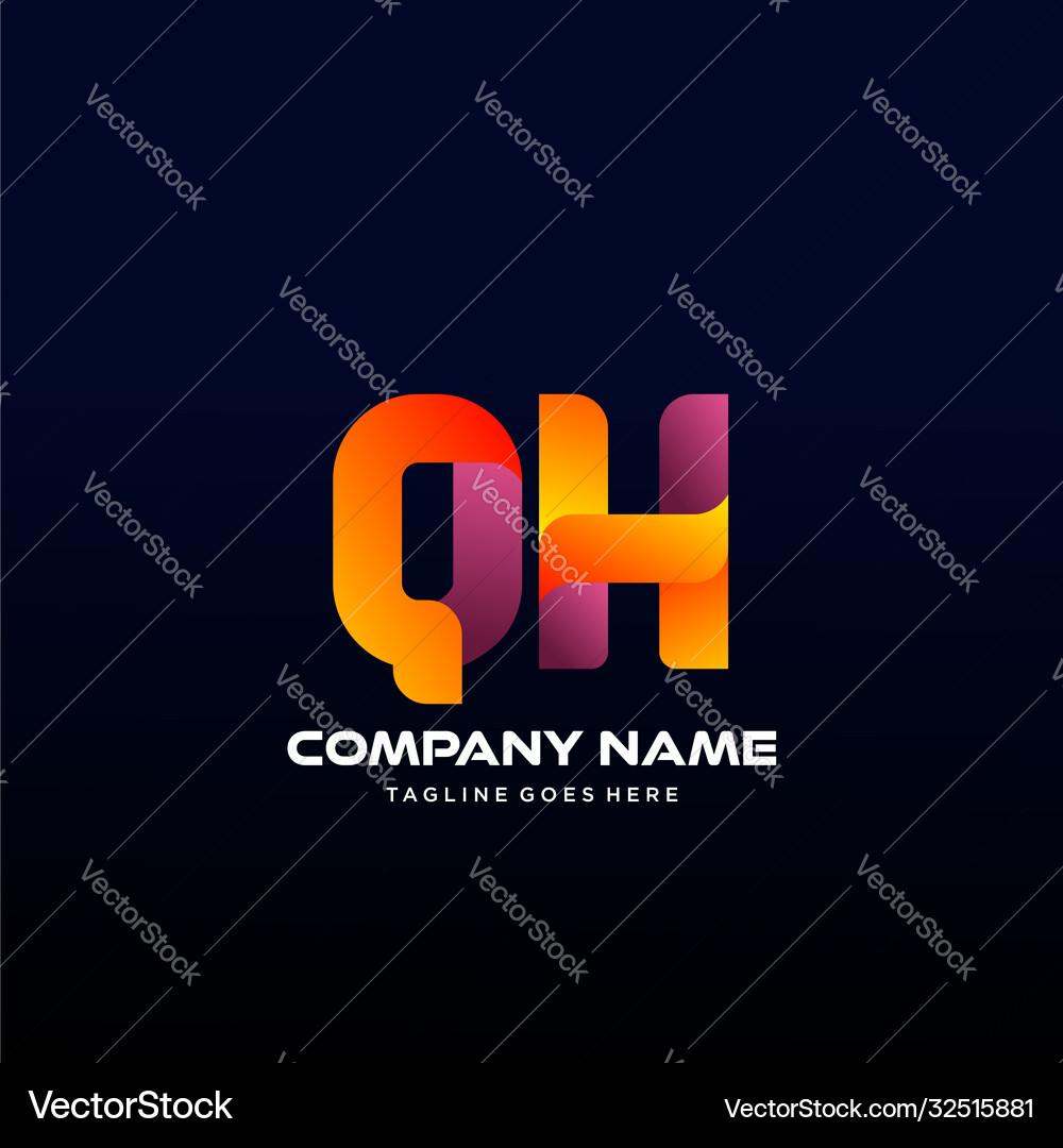 Letter qh initial logo with colorful Royalty Free Vector