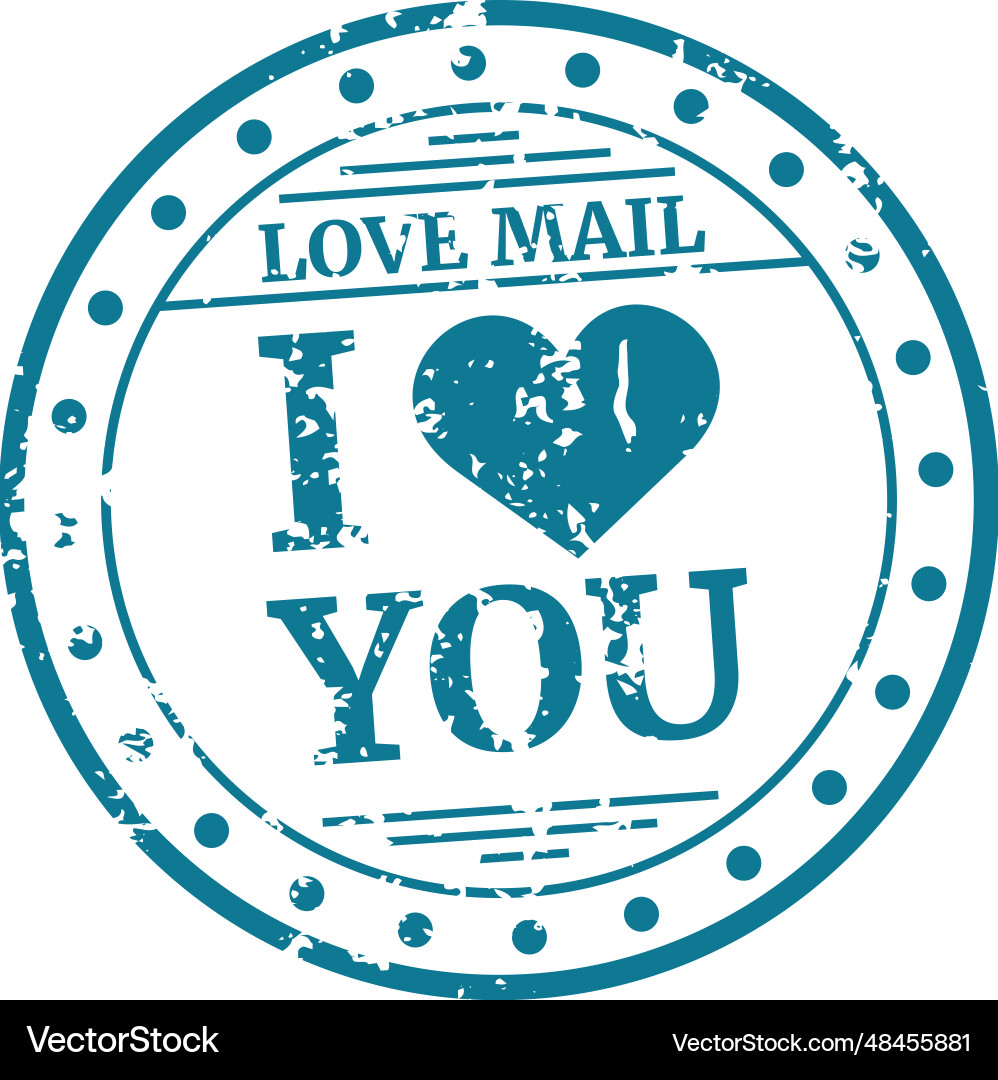 Love mail round stamp retro postal style label Vector Image