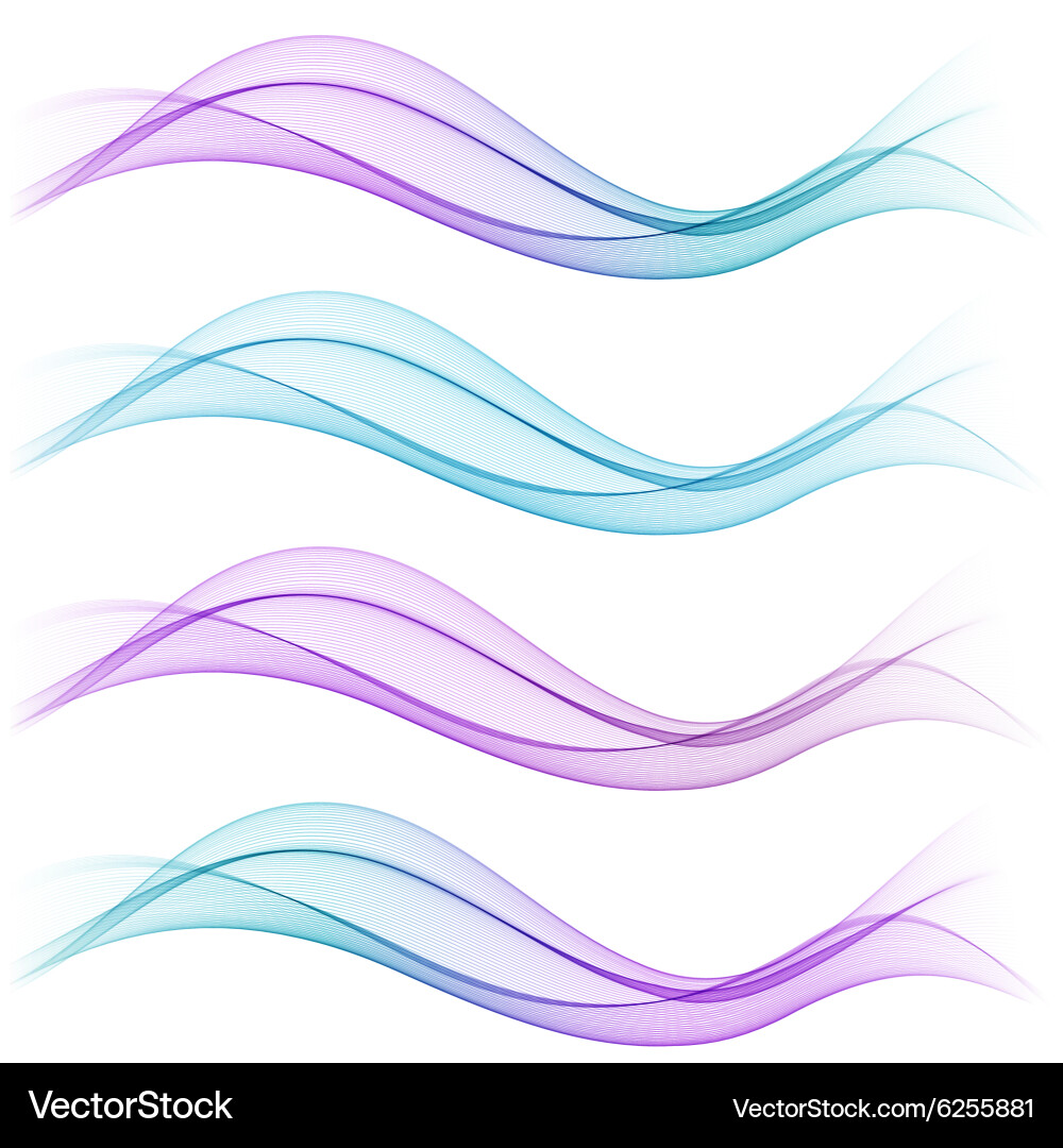 Set of abstract blue waves Royalty Free Vector Image