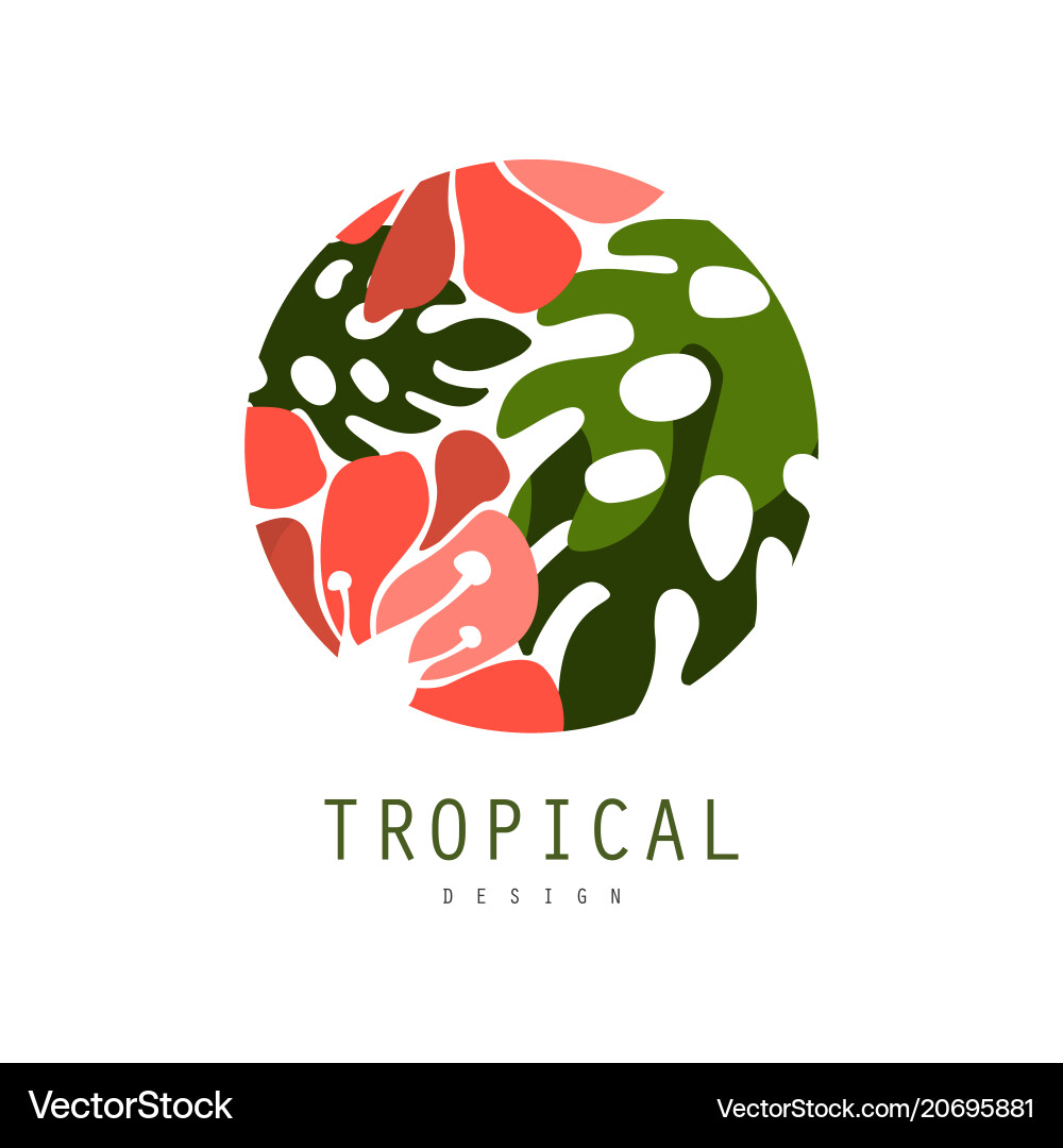 Tropical logo template design round badge with Vector Image