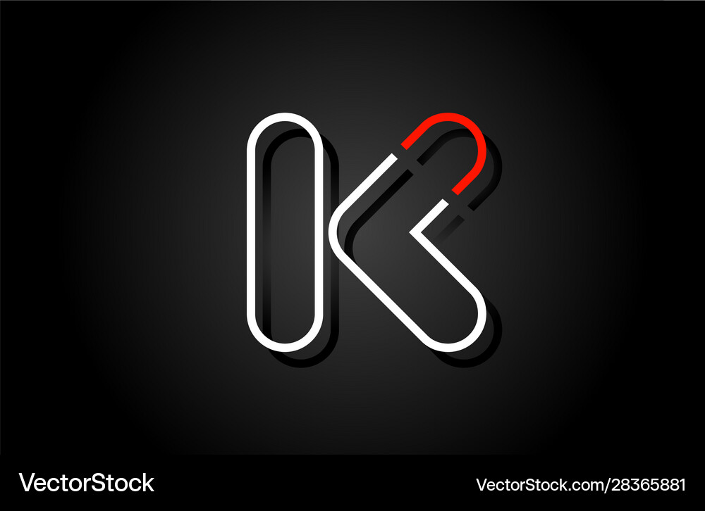 White red letter k alphabet logo design icon Vector Image