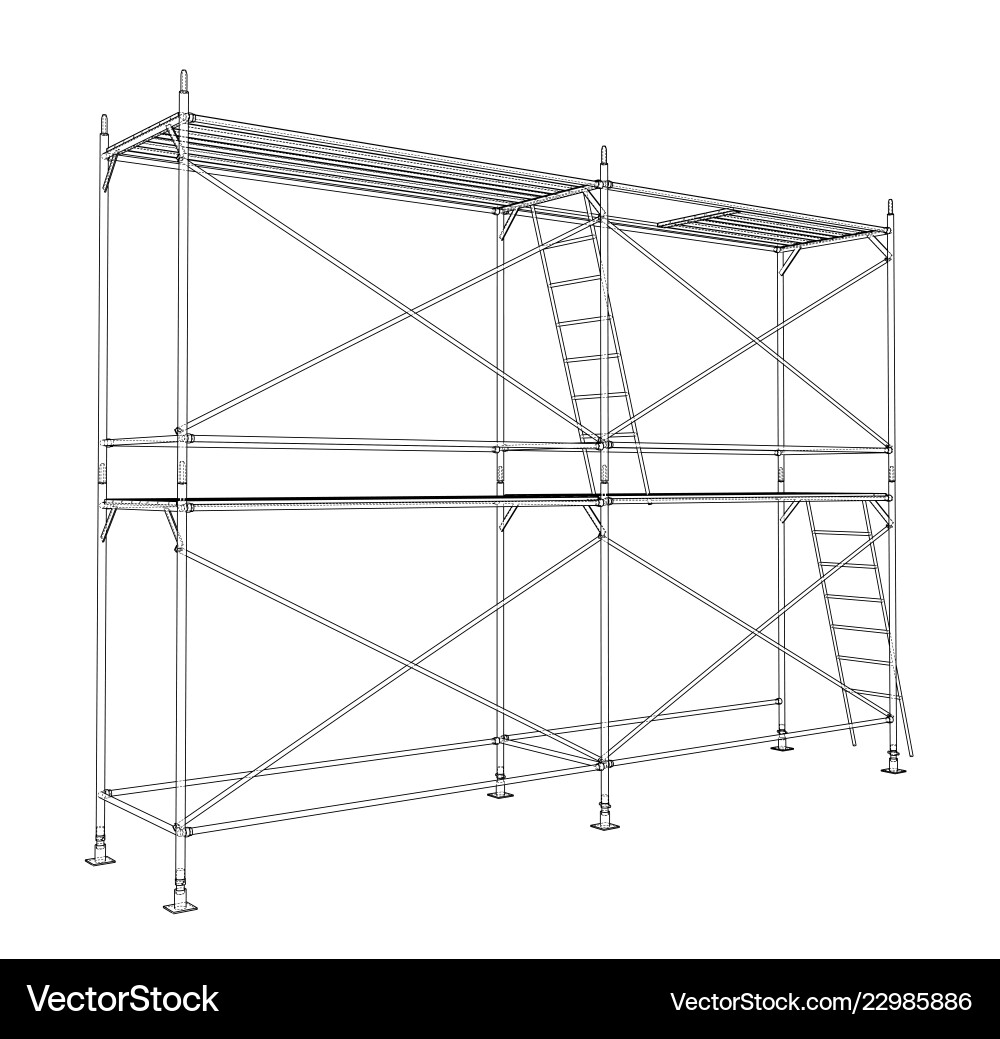 3d outline scaffold rendering of Royalty Free Vector Image