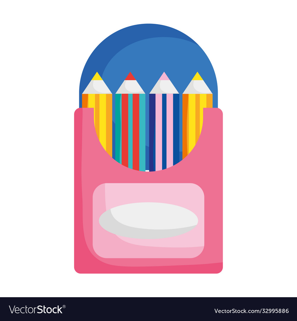 Back to school color pencils in box supply Vector Image