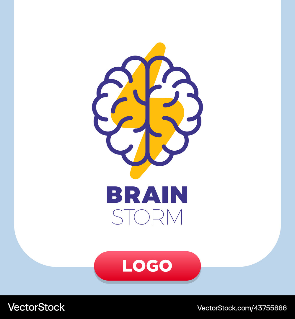 Brain logo with thunderbolt design layout Vector Image