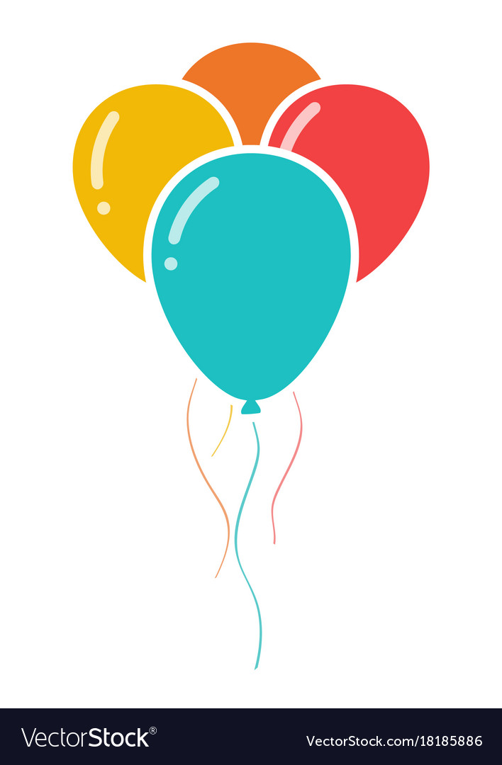 Bunch three colorful celebration balloons icon Vector Image Bunch three colorful celebration balloons icon Vector Image