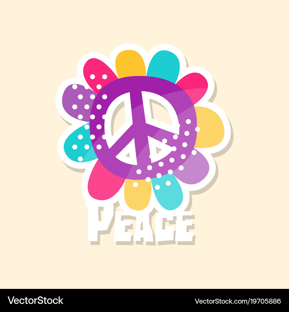Colorful Peace Sign Sticker Royalty Free Vector Image