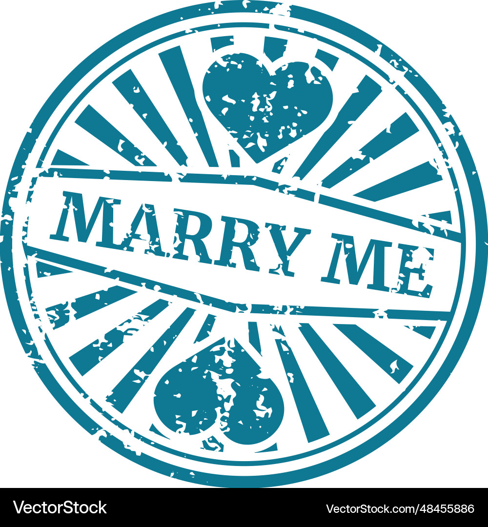 Marry me postal stamp textured mail engagement Vector Image