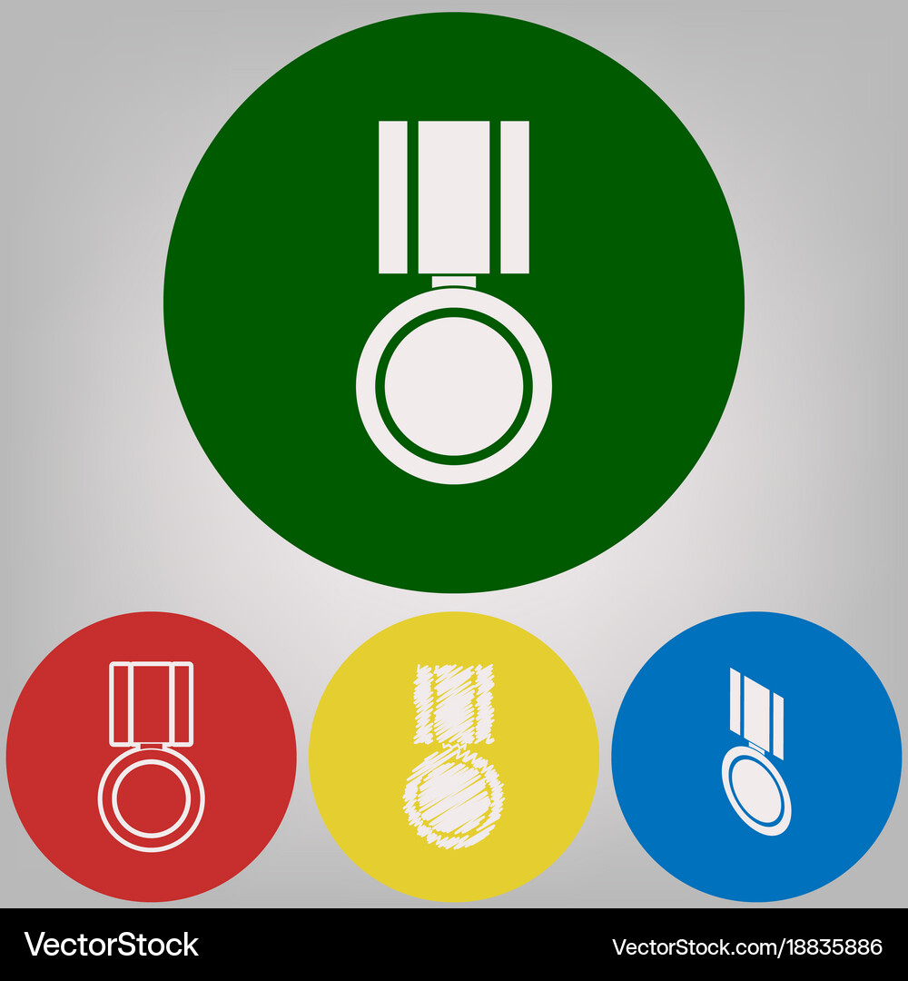 Medal sign 4 white styles Royalty Free Vector Image