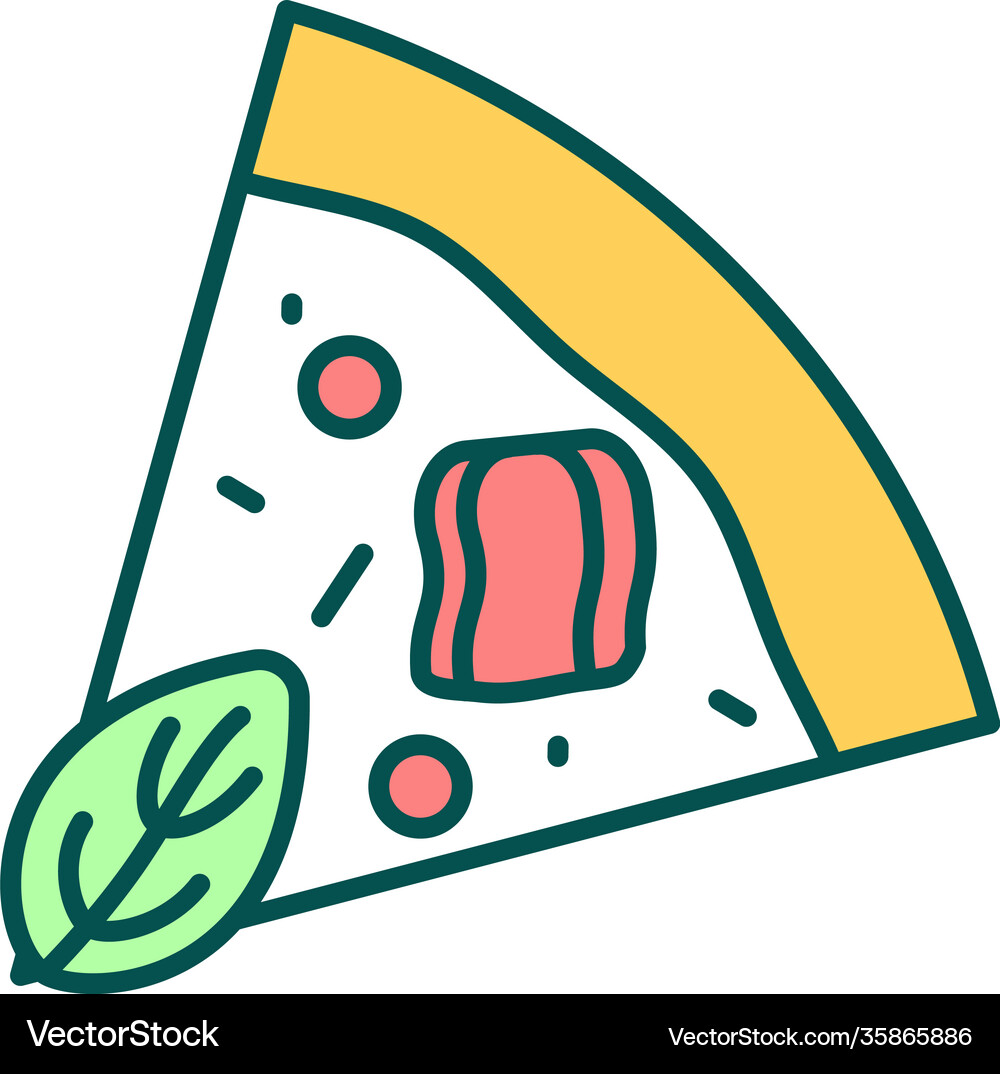 Pizza slice rgb color icon Royalty Free Vector Image