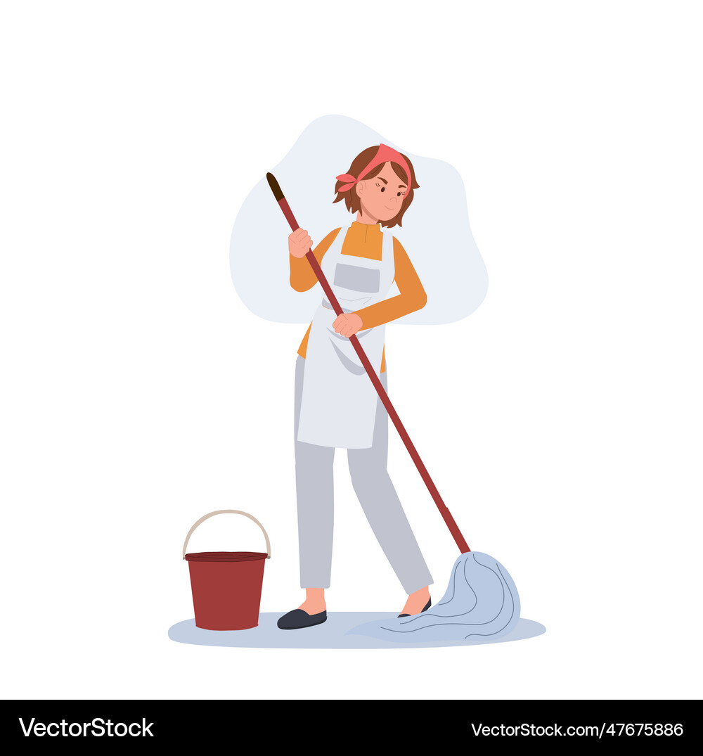Professional cleaner lady working as housekeeper Vector Image