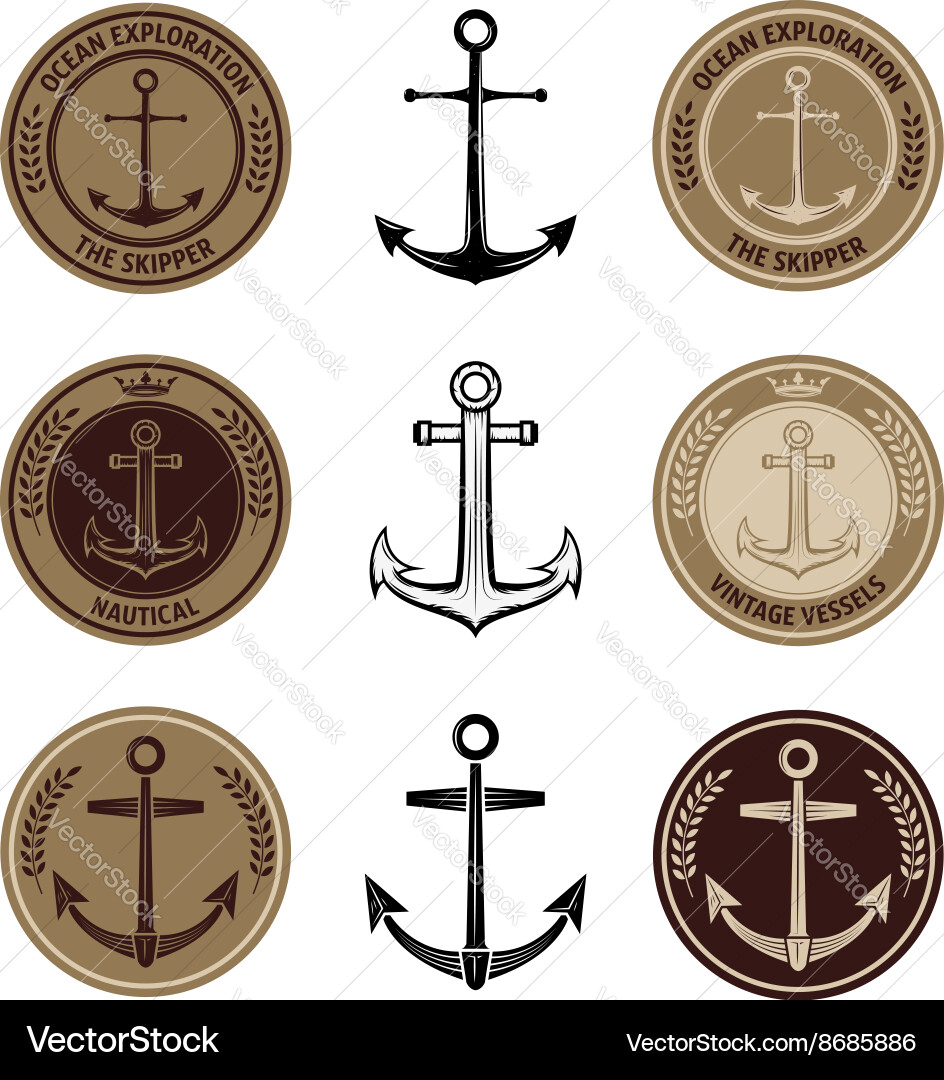 Set of the nautical labels Royalty Free Vector Image