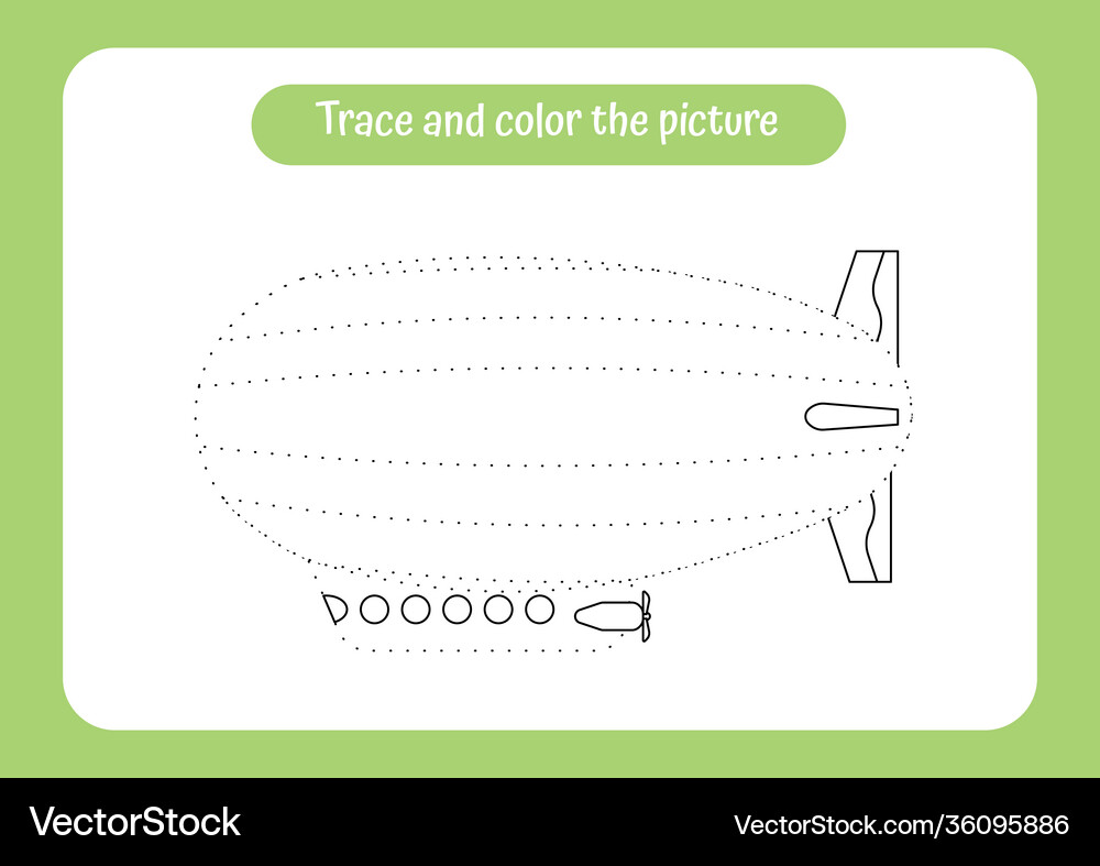 Zeppelin trace and color picture educational Vector Image