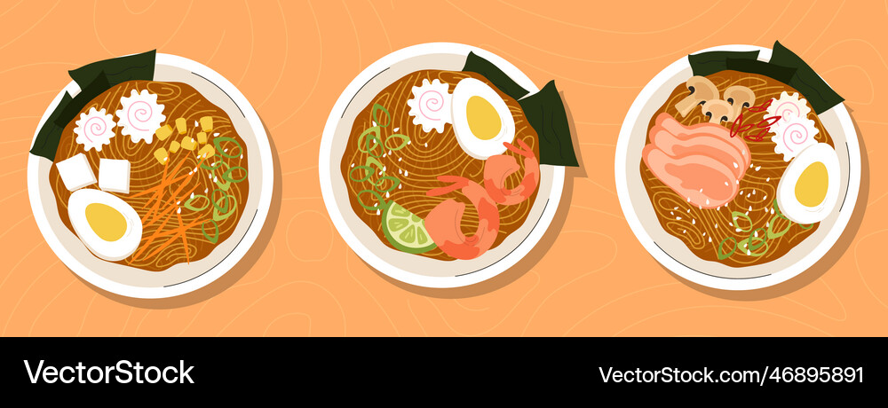 Collection of ramen Royalty Free Vector Image - VectorStock