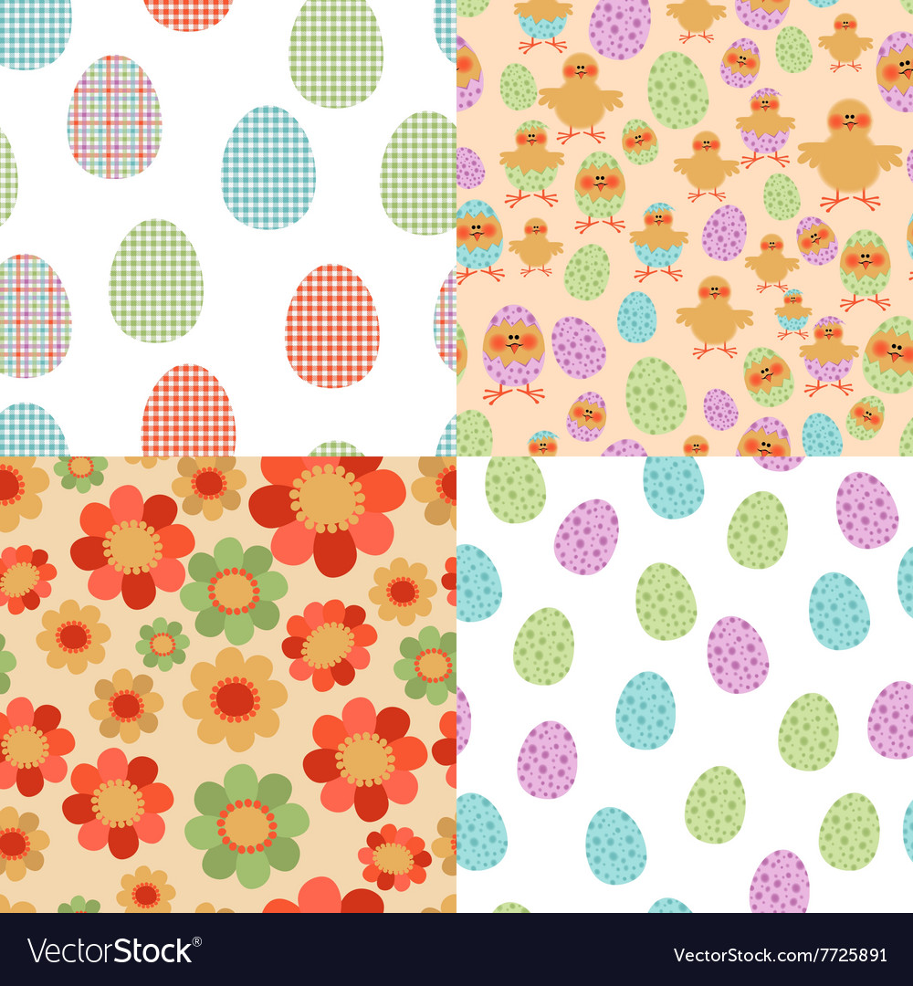 Easter seamless patterns Royalty Free Vector Image