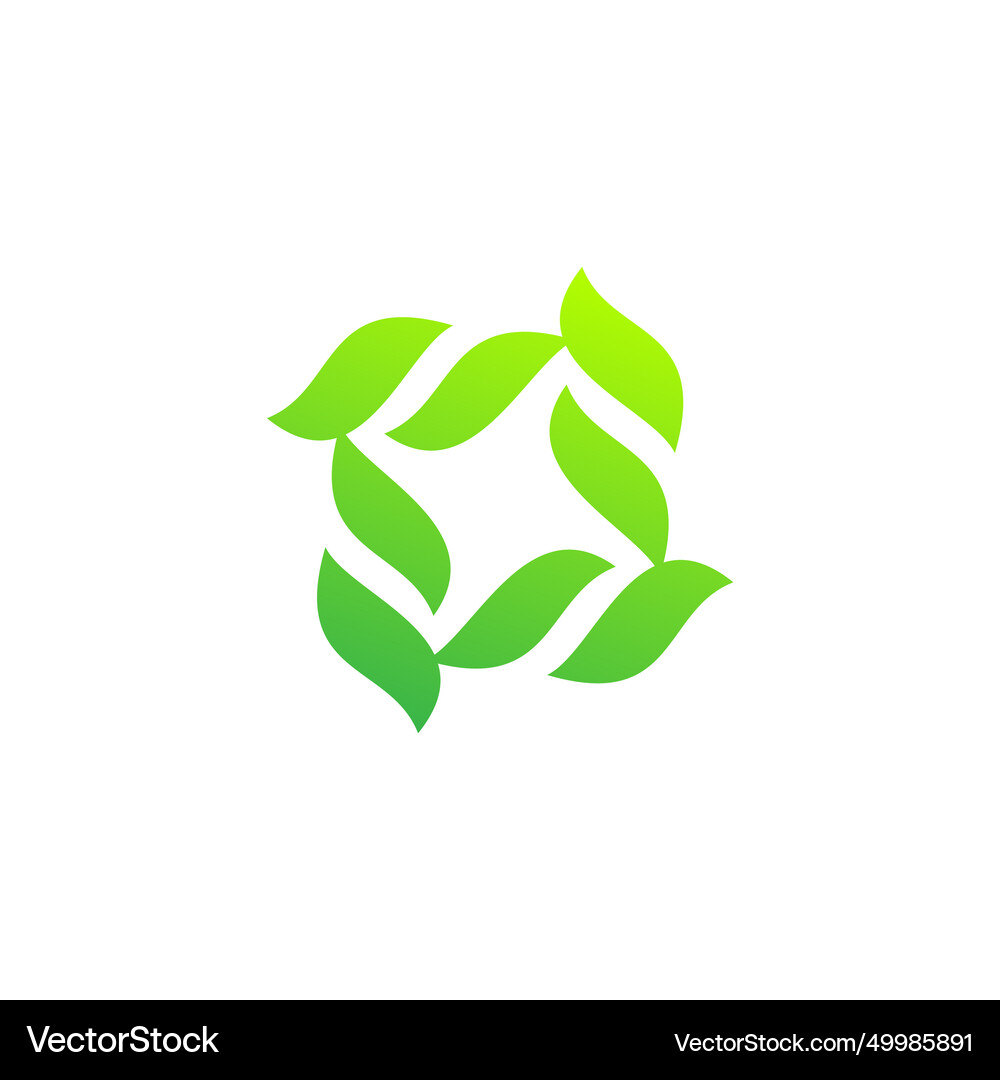 Ecology logo square leaf twisted green design Vector Image