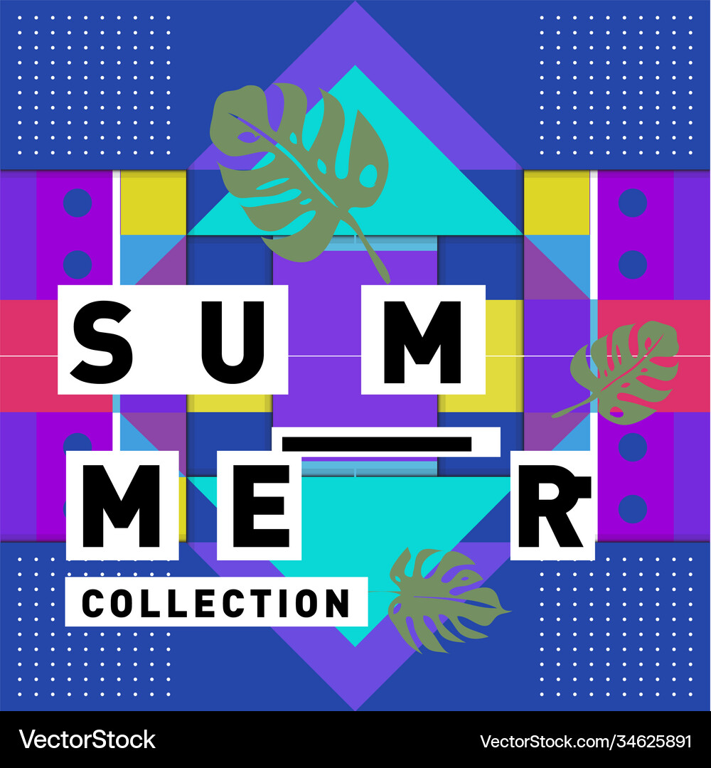 Geometric memphis summer collection poster Vector Image