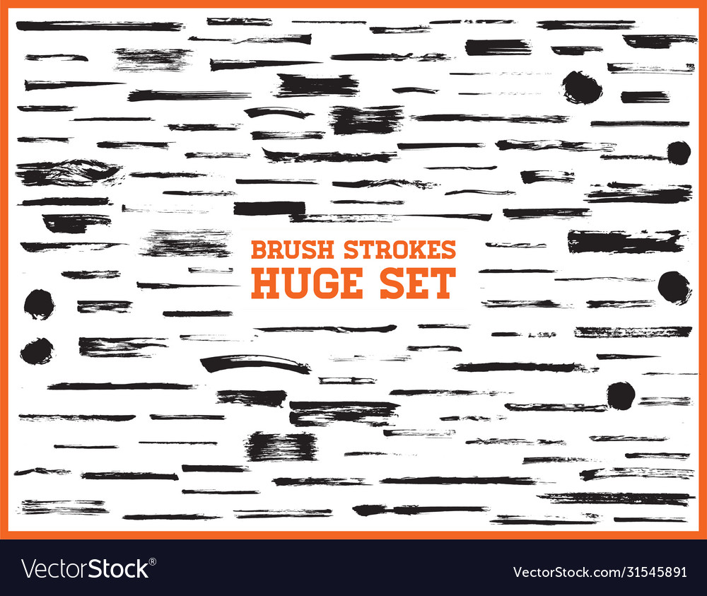 Huge set black brush strokes paint ink brushes Vector Image