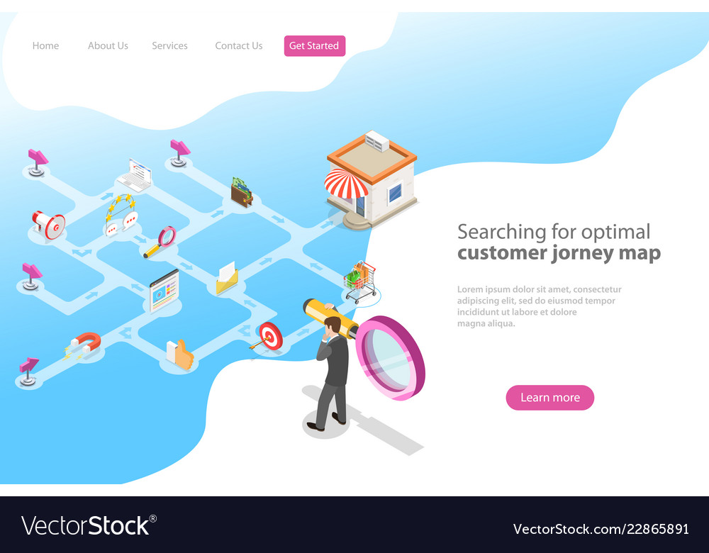 Isometric flat landing page for serching Vector Image Isometric flat landing page for serching Vector Image