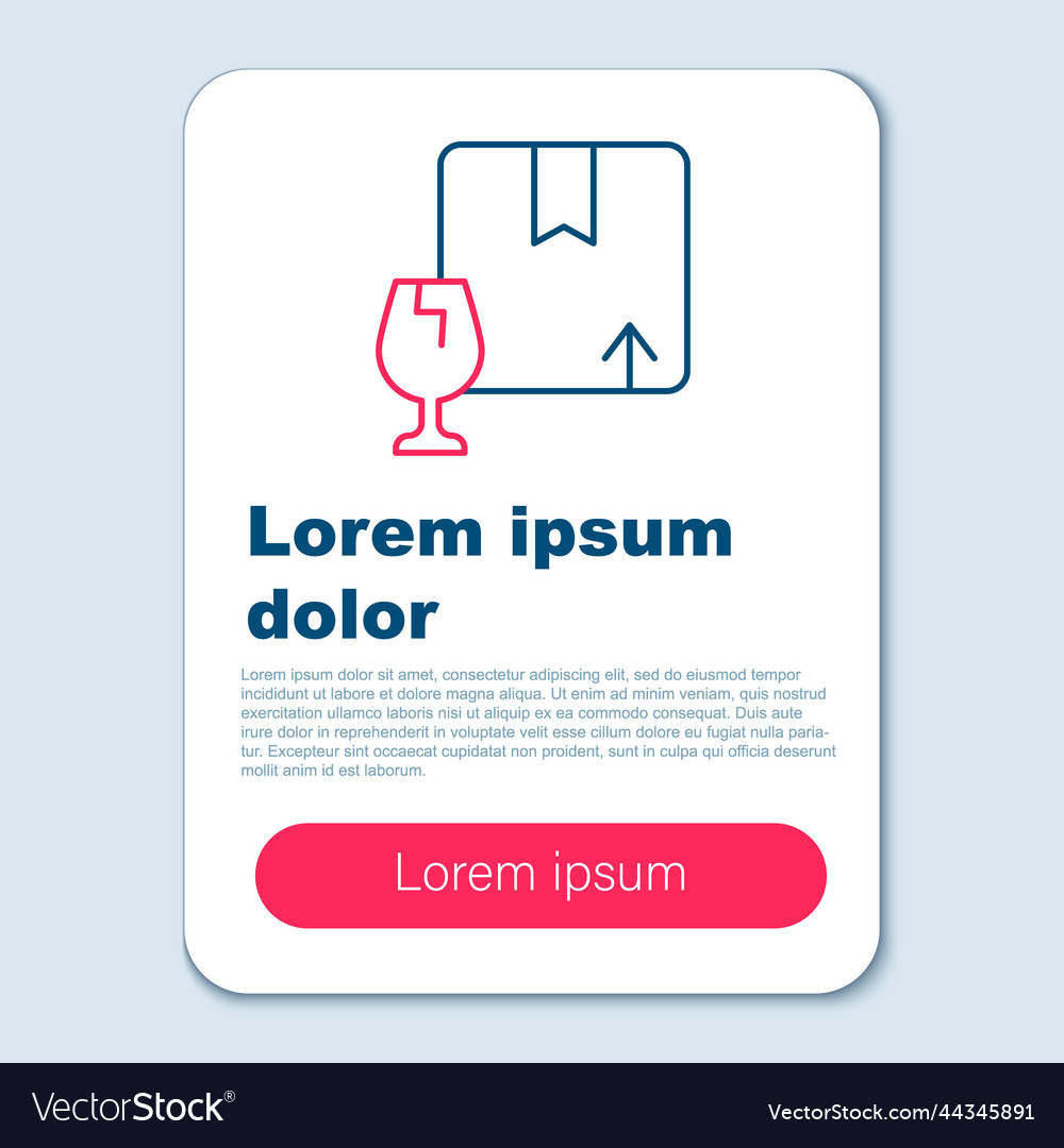 Line delivery package box with fragile content Vector Image